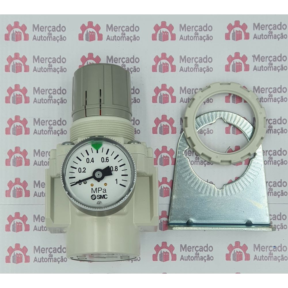 Regulador de pressão SMC AR40-F04BG-B rosca 1/2 com suporte e manômetro - mercadodaautomacao
